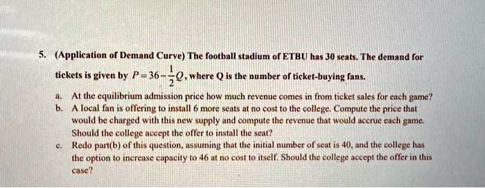 5. (Application of Demand Curve) The football stadium of ETBU has 30 ...