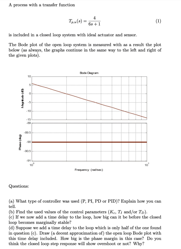 SOLVED: A process with a transfer function (1) 6s+1 is included in a ...