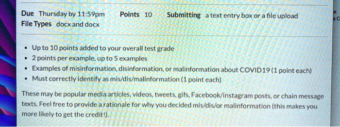 SOLVED: Due Thursday by 11.59pm File Types docxand docx Points Submitting text entry box or a ...
