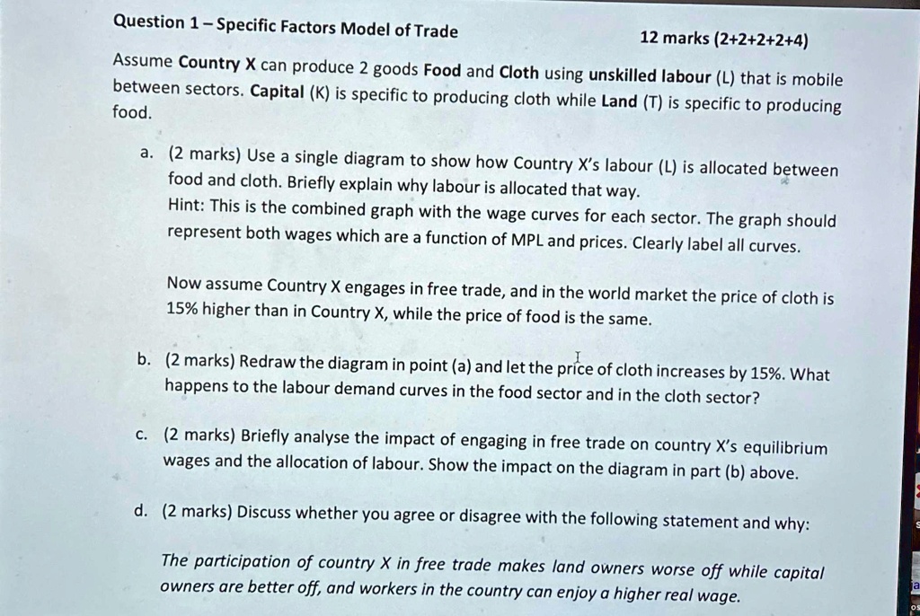 question 1 specific factors model of trade 12 marks 22224 assume ...