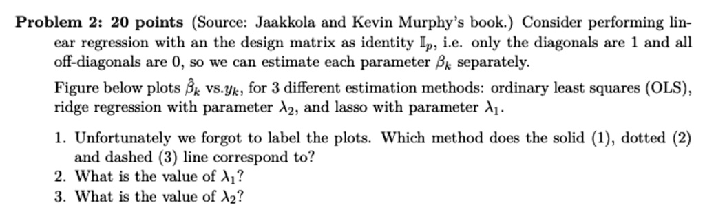 Problem 2: 20 points (Source: Jaakkola and Kevin Murphy's book.) Consider performing linear ...