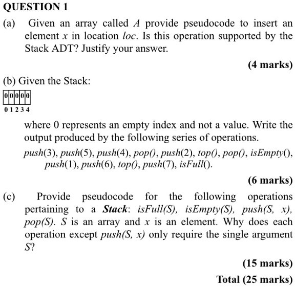 Solved A Given An Array Called A Provide Pseudocode To Insert An Element X At Location Loc 1512