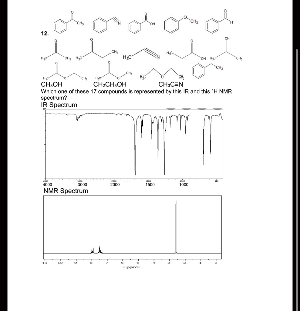 ch3oh ch3ch2oh ch3cn which one of these 17 compounds is represented by this ir and this 1h nmr ...