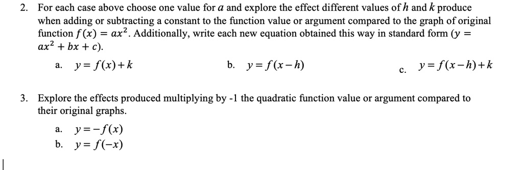 SOLVED: For each case above choose one value for a and explore the effect different values of h ...