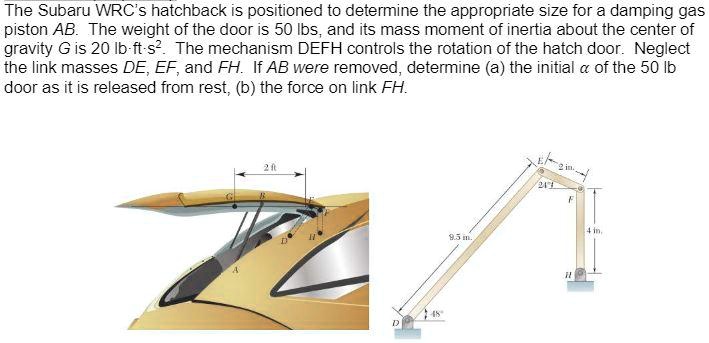 SOLVED: The Subaru WRC's hatchback is positioned to determine the ...