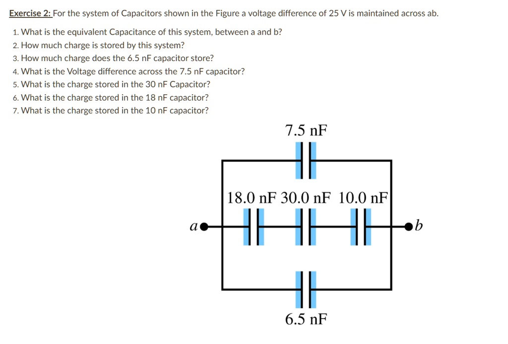 Exercise 2: For the system of Capacitors shown in the Figure a voltage ...