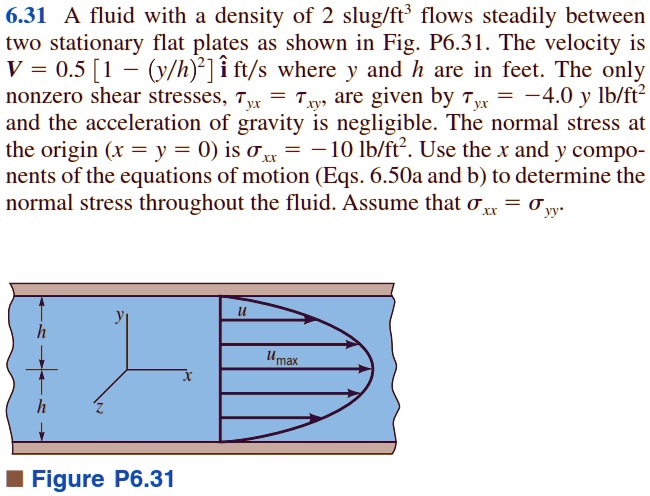 SOLVED: A fluid with a density of 2 slug/ft^3 flows steadily between ...