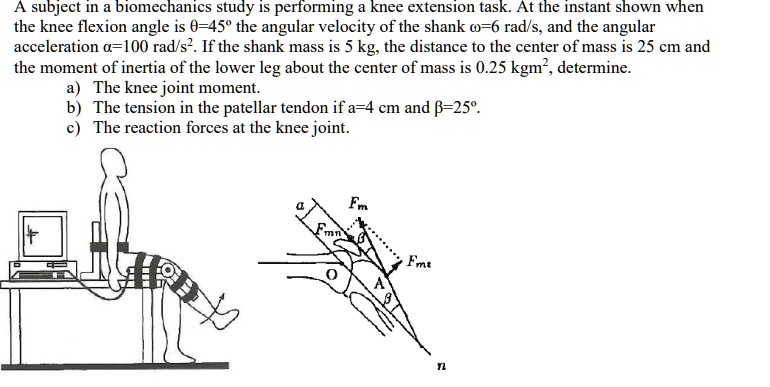 SOLVED: A subject in a biomechanics study is performing a knee ...