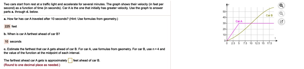 SOLVED: Two cars start from rest at a traffic light and accelerate for ...