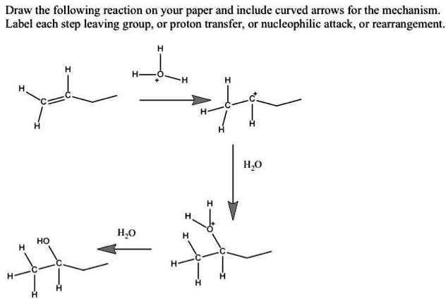 SOLVED: Draw the following reaction on your paper and include curved ...