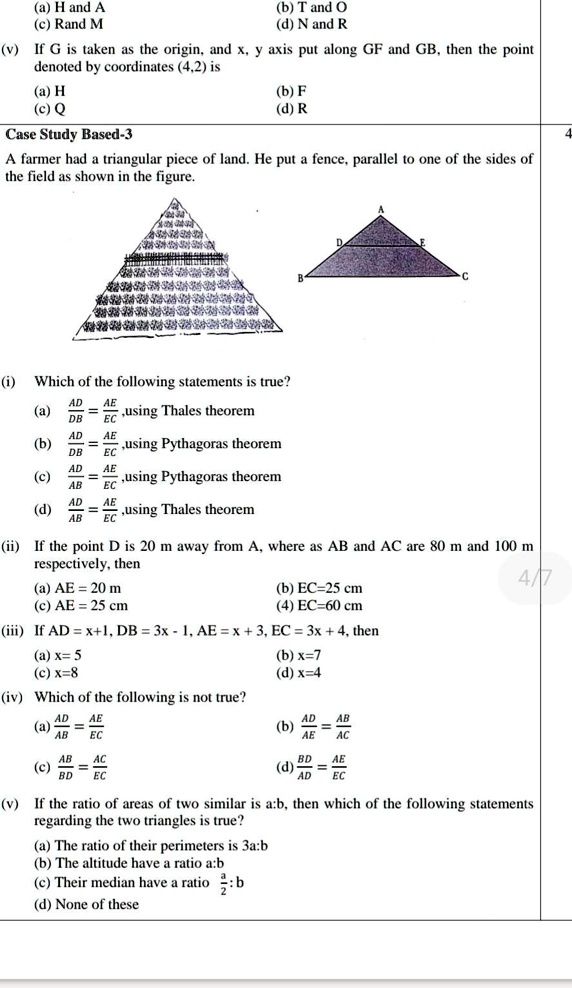 a farmer had a triangular piece of land he put a fence parallel to one ...
