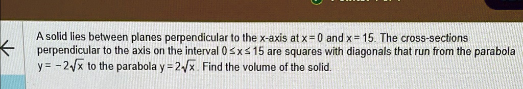 a solid lies between planes perpendicular to the x axis at x0 and x15 ...