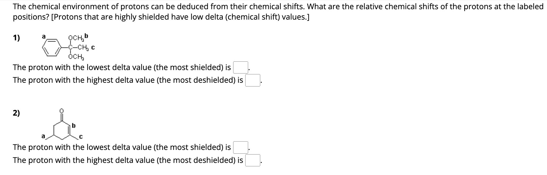The chemical environment of protons can be deduced from their chemical ...