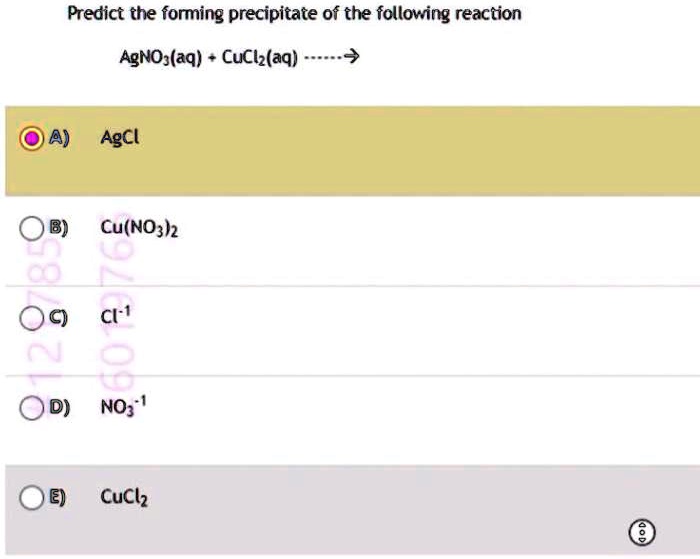 SOLVED: Predict the forming precipitate of the following reaction ...