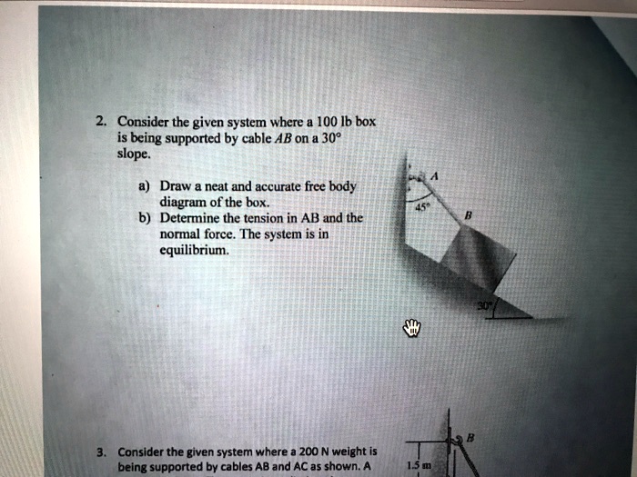 2. Consider the given system where a 100 lb box is being supported by ...
