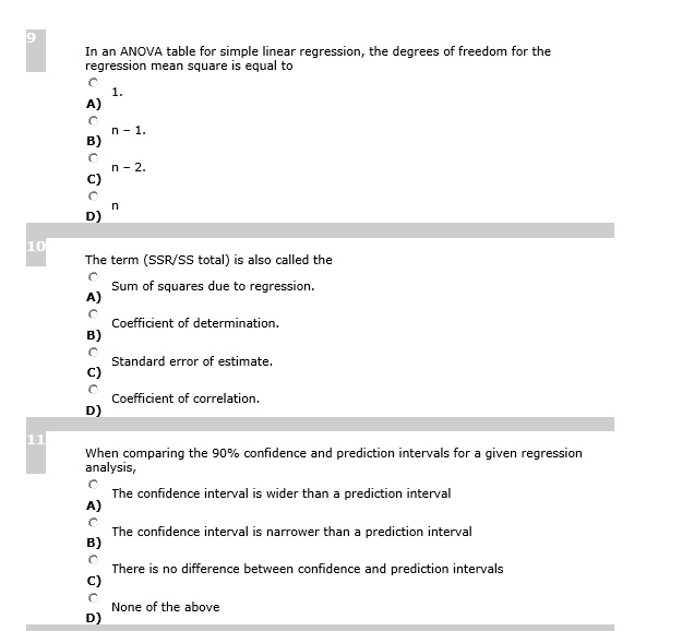 in an anova table for simple linear egression the degrees of freedom for the regression mean ...