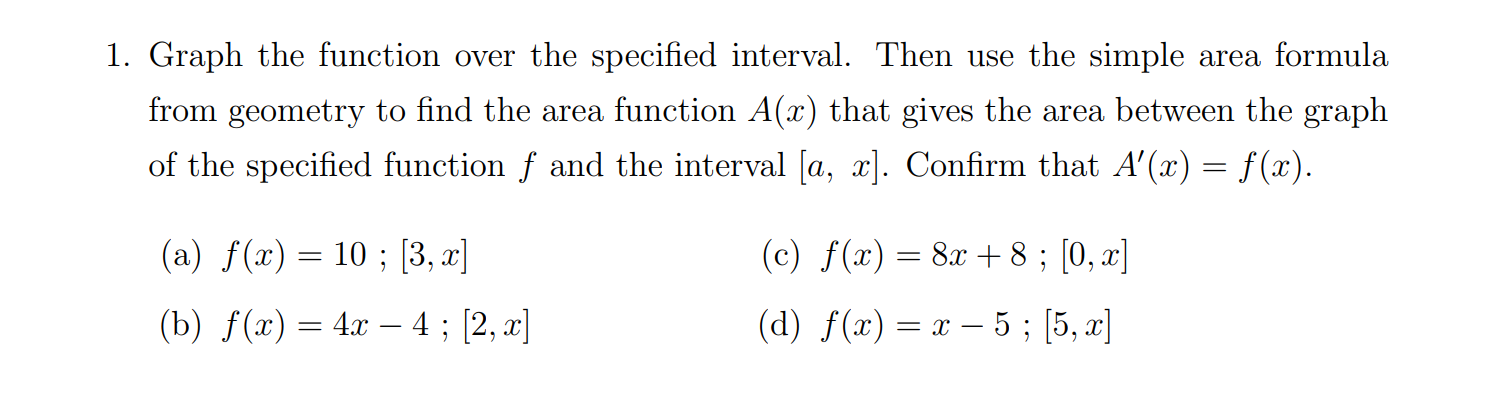 1. Graph the function over the specified interval. Then use the simple ...