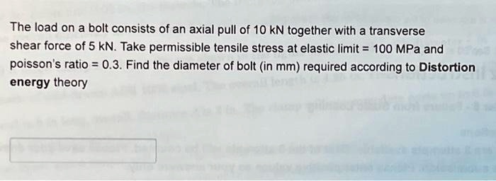 The load on a bolt consists of an axial pull of 10 kN together with a ...