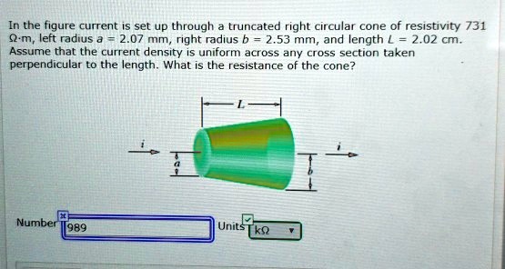 SOLVED: In the figure, current is set up through a truncated right ...