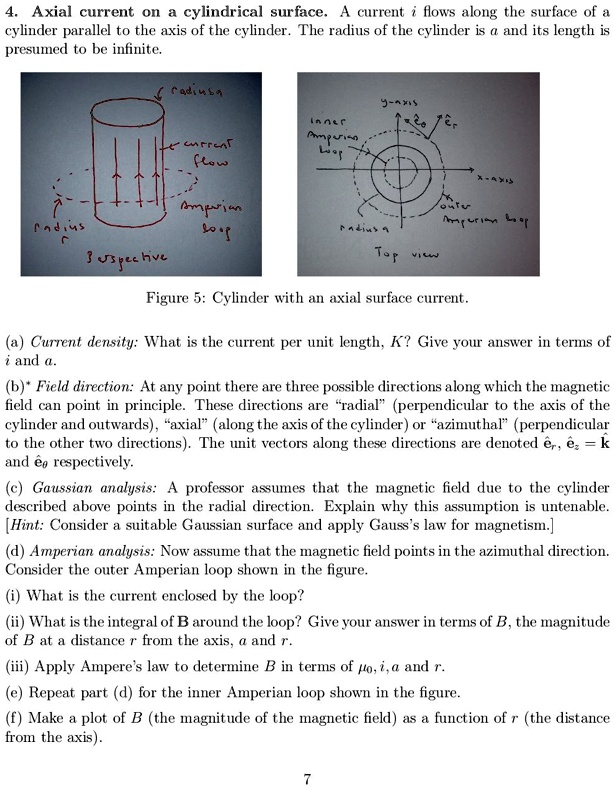 4 axial current on a cylindrical surface a current i flows along the ...