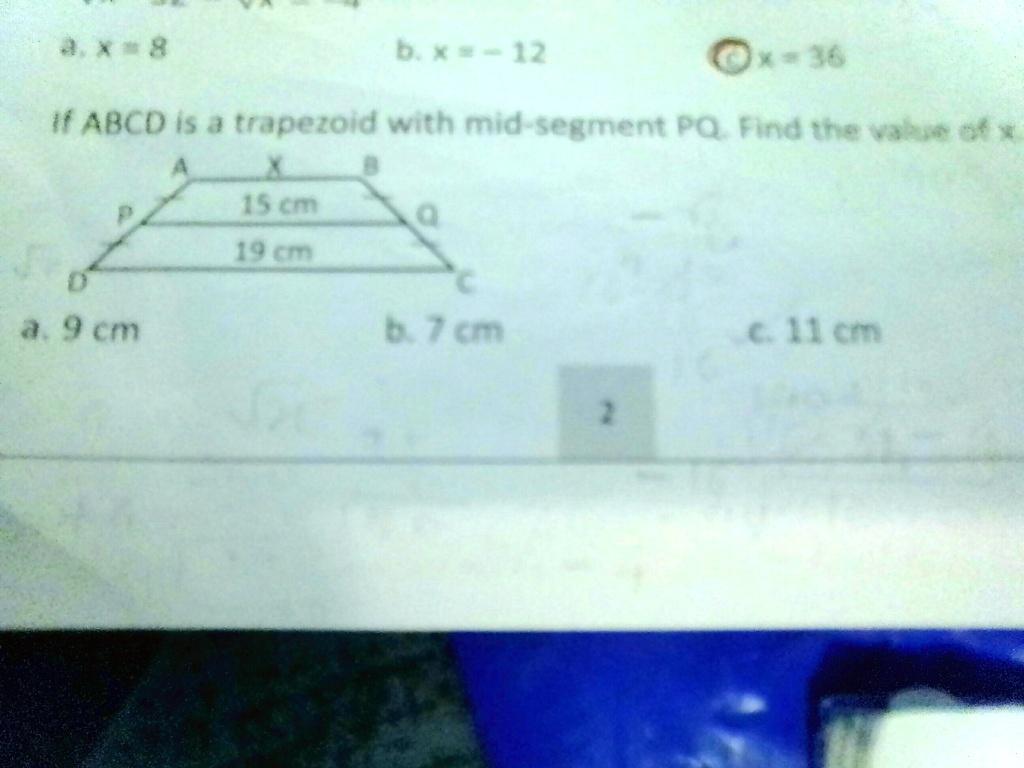 if abcd is a trapezoid with mid segment pq find the value of x 38471