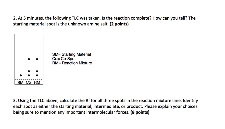SOLVED: At 5 minutes, the following TLC was taken: Is the reaction ...