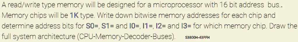 SOLVED: A read/write type memory will be designed for a microprocessor with a 16-bit address bus ...