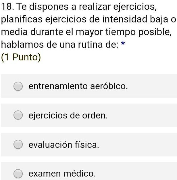SOLVED: Ayudaaa plis está también 18.Te dispones a realizar ejercicios ... SOLVED: Ayudaaa plis está también 18.Te dispones a realizar ejercicios ...