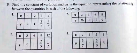 find the constant of varialion and write the equation representing the relationshp between the ...