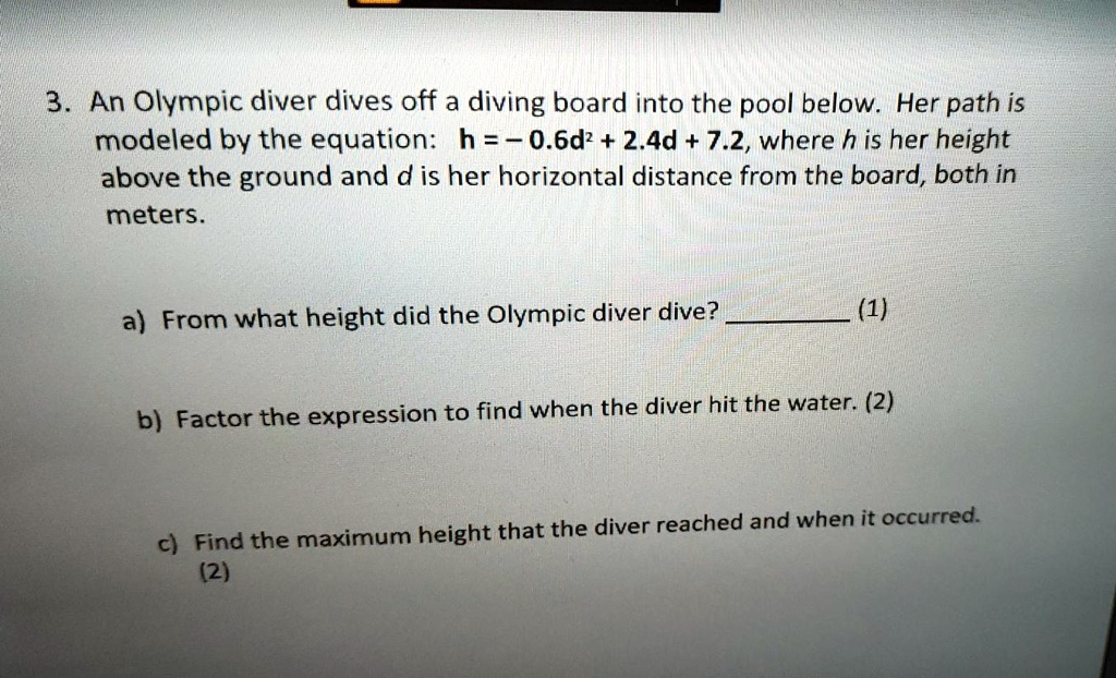 3 an olympic diver dives off a diving board into the pool below her ...