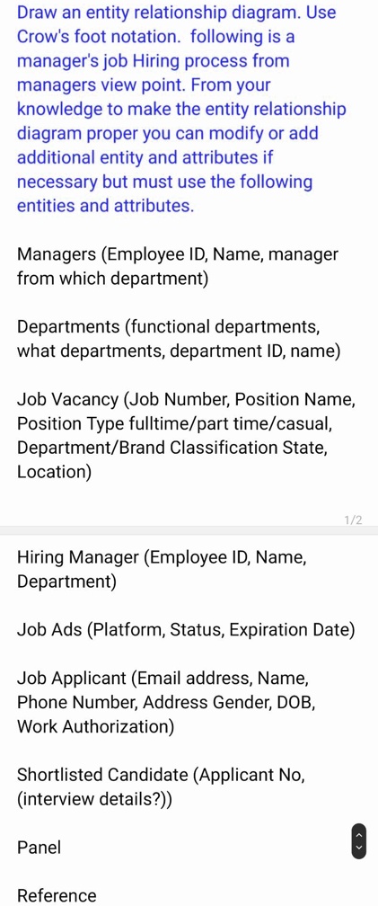 Draw an entity relationship diagram. Use Crow's foot notation ...