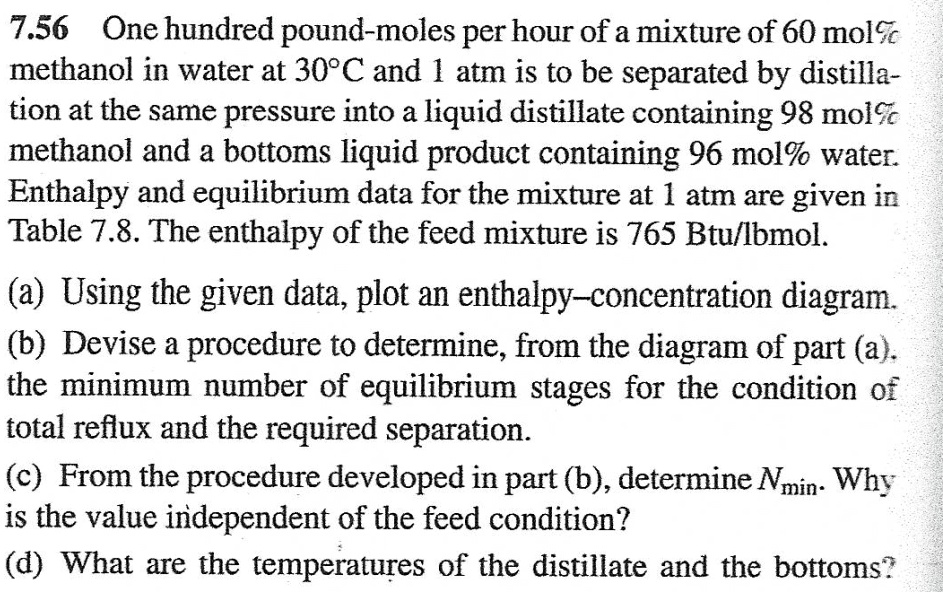 SOLVED: One hundred pound-moles per hour of a mixture of 60 mol ...