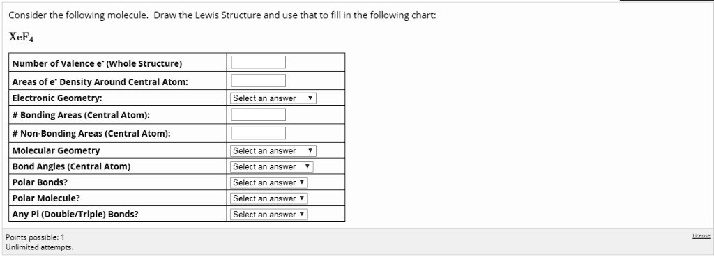 Solved Consider The Following Molecule Draw The Lewis Structure And Use That To Fill In The