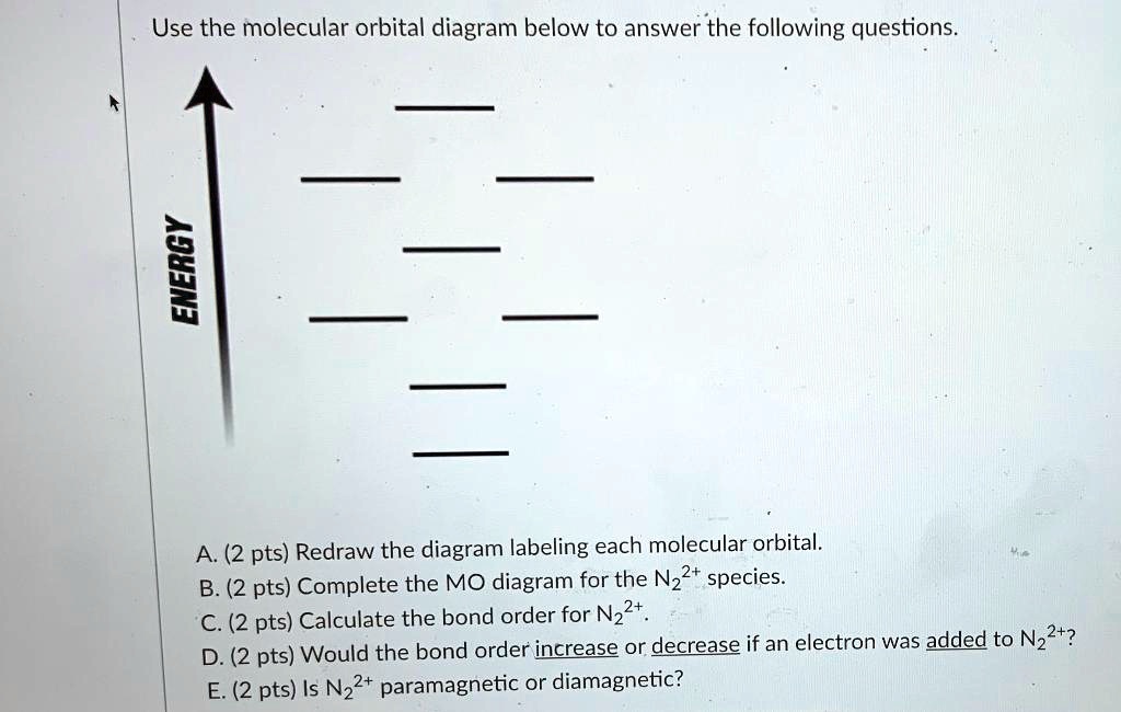 SOLVED: Use the molecular orbital diagram below to answer the following ...