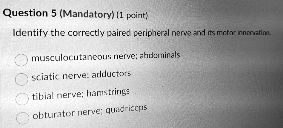 Identify the correctly paired peripheral nerve and its motor ...