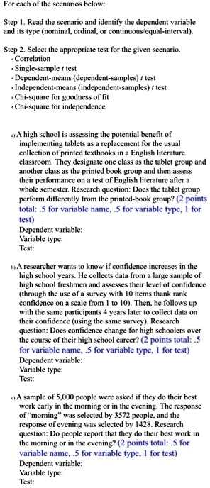 SOLVED:Fon cich ul lhe' sceminos bclow: Step Reld the scenario and ...