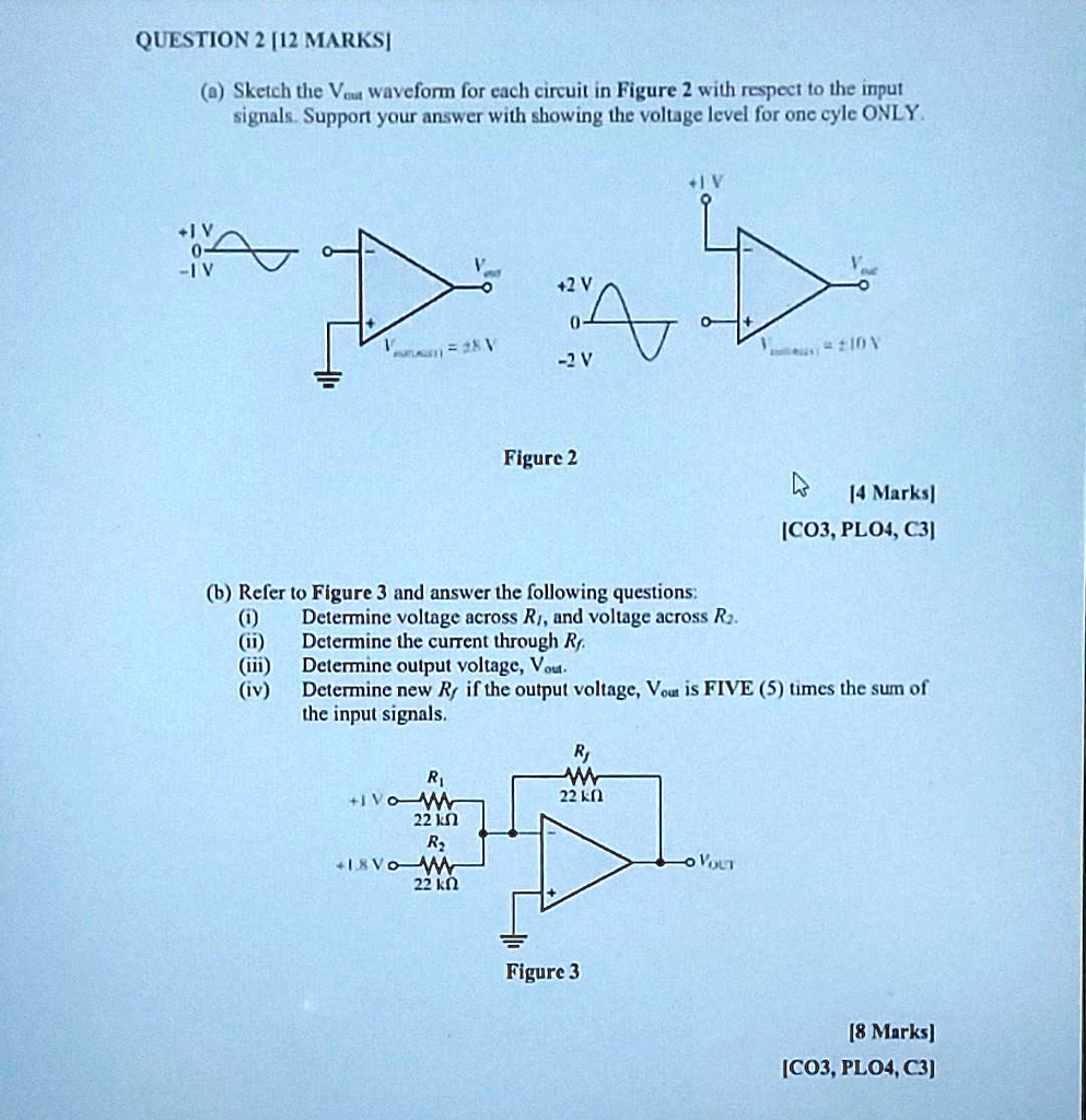 SOLVED: QUESTION 2 [12 MARKS] Sketch the Vout waveform for each circuit in Figure 2 with respect ...