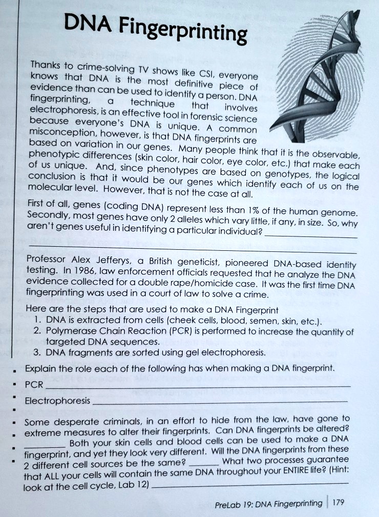 SOLVED: DNA Fingerprinting Thanks to crime-solving TV shows like CSI ...