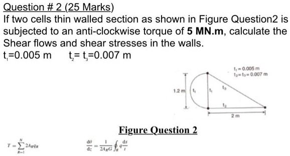 SOLVED: If two cells have a thin-walled section as shown in Figure 2 ...
