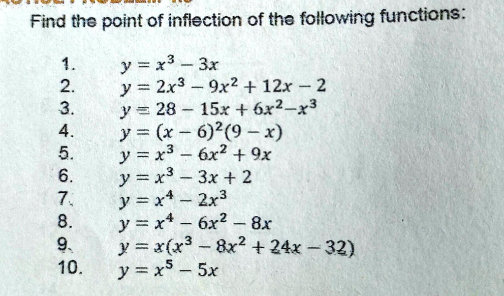 Solved Find The Point Of Inflection Of The Following Functions 1 Y