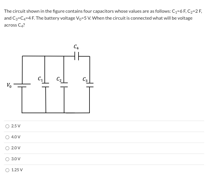 SOLVED: The circuit shown in the figure contains four capacitors whose values are as follows: C1 ...