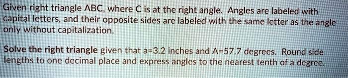 kgiven right triangle abc where c is at the right angle angles are ...