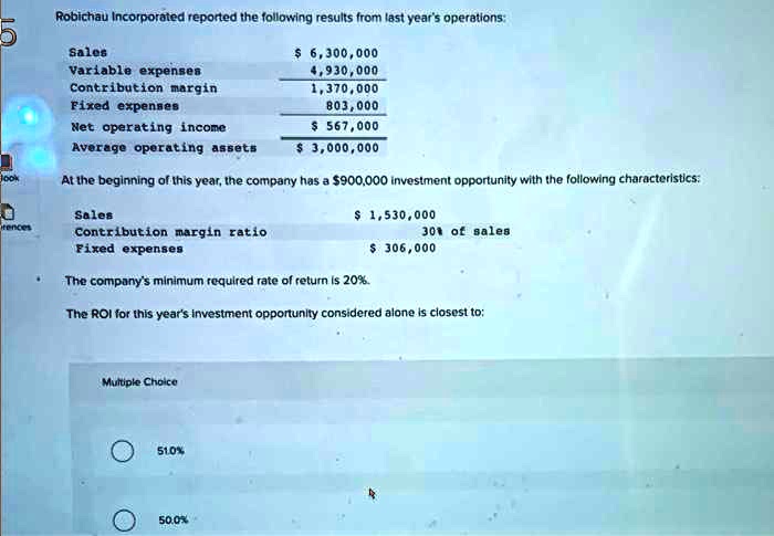 SOLVED: Robichau Incorporated reported the following results from last ...