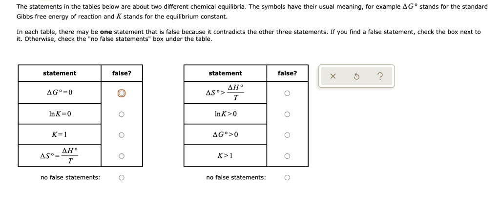 SOLVED: The statements in the tables below are about two different ...
