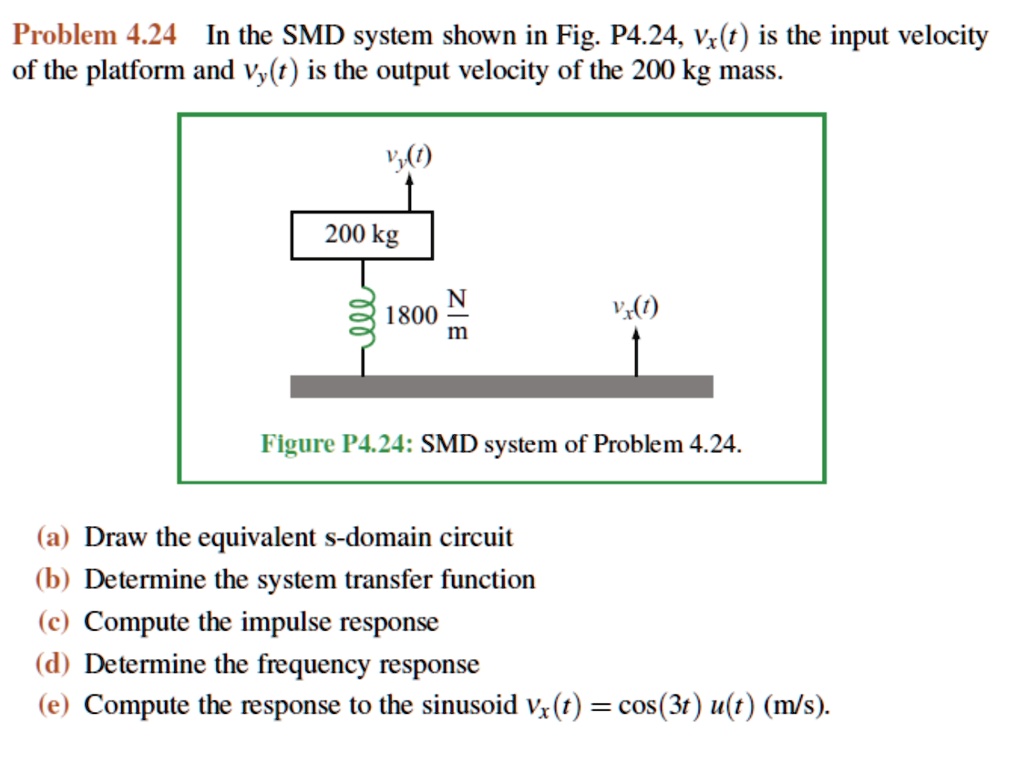 Solved Problem 424 In The Smd System Shown In Fig P424 Vxt Is 9225