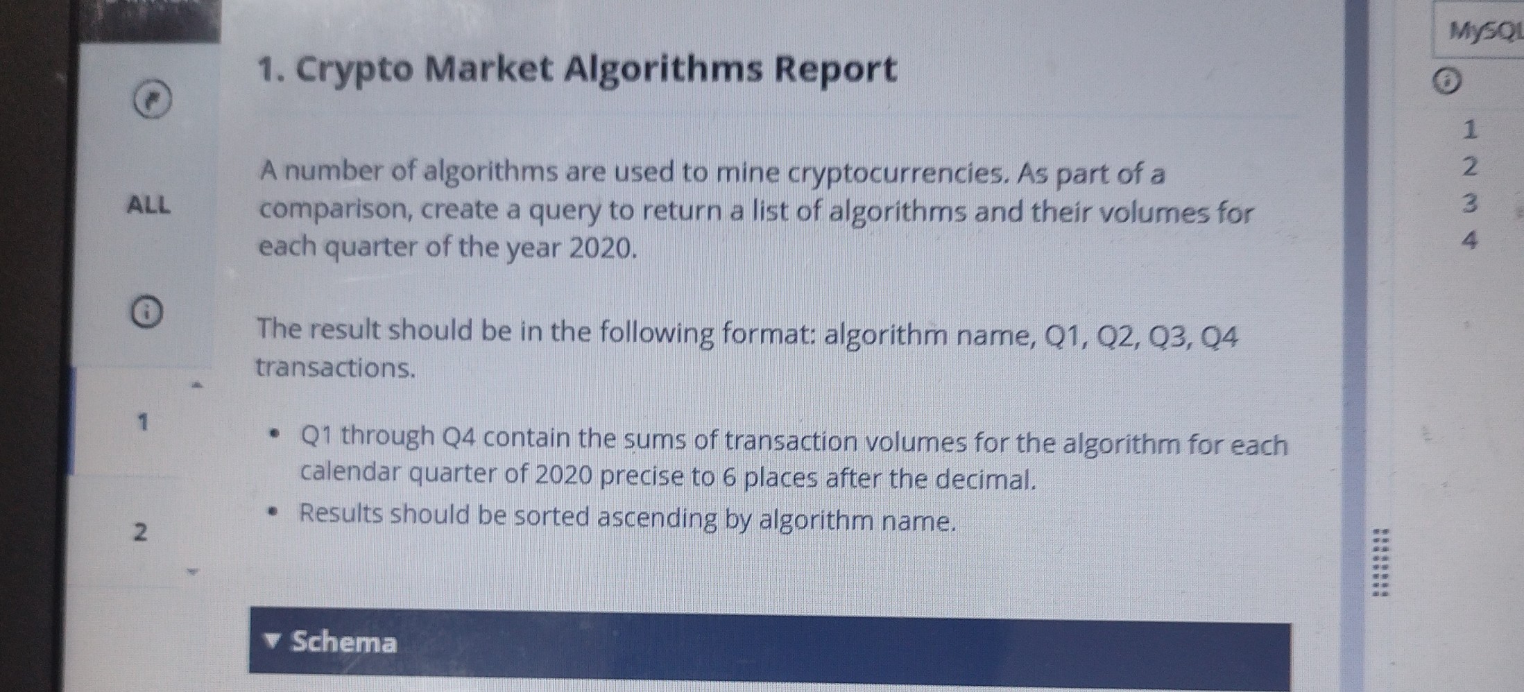 1. Crypto Market Algorithms Report A number of algorithms are used to mine cryptocurrencies. As ...