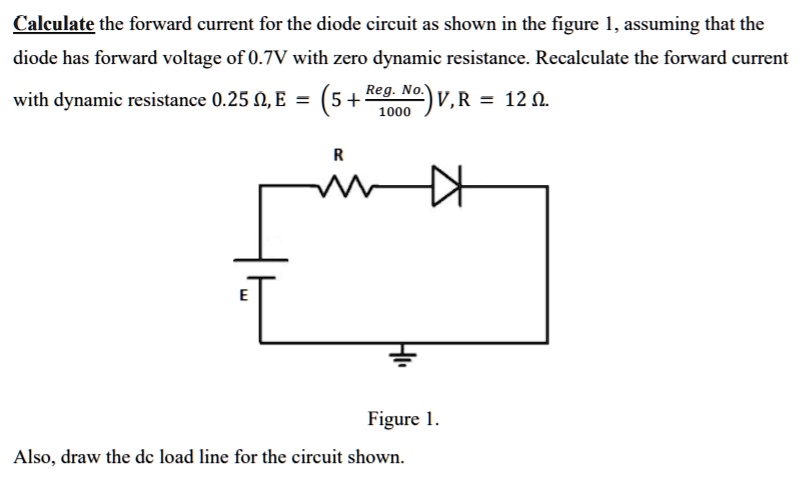 SOLVED: Reg. no = 25 Calculate the forward current for the diode circuit as shown in Figure 1 ...