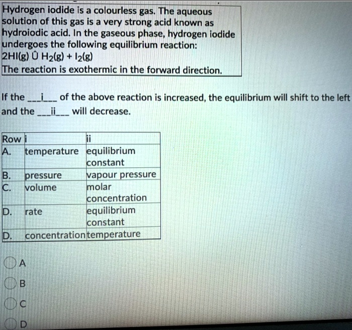 hydrogen iodide is a colourless gas the aqueous solution of this gas is ...