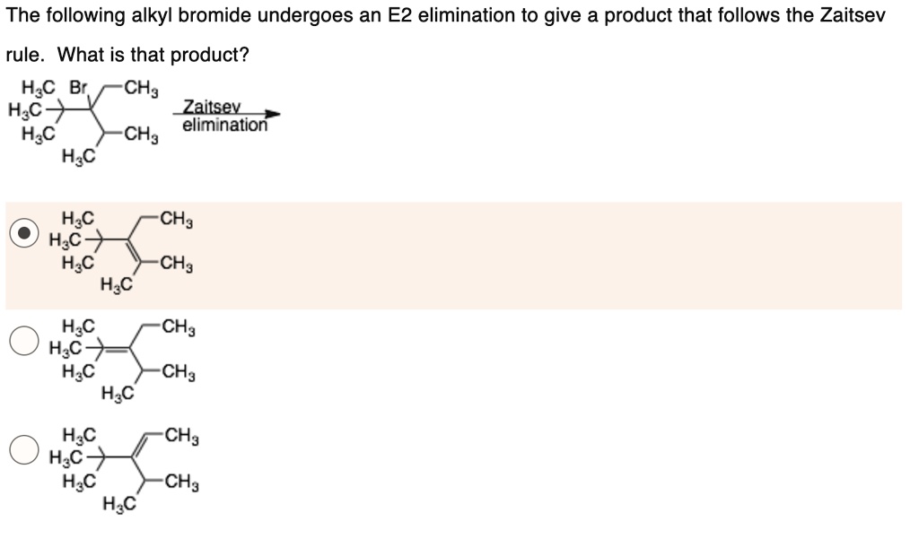The following alkyl bromide undergoes an E2 elimination to give a ...