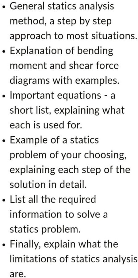 General statics analysis method, a step by step approach to most ...